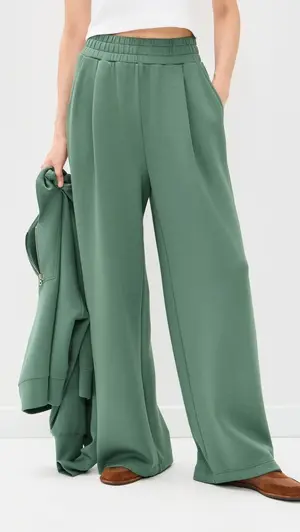 Varley Extra Wide Leg Pants - Dark Forest