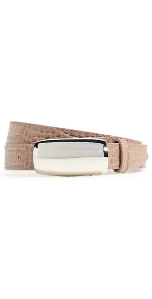 L'Agence Marlowe Leather Belt - Cappuccino Croc