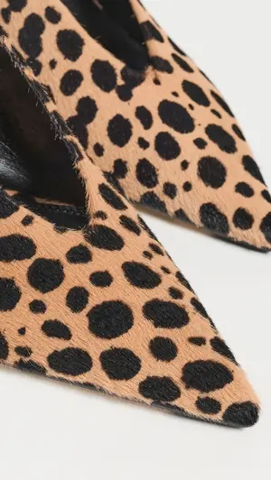 AeydĒ Carla Leopard Print Ponyhair Slingback Heels - Beige/black