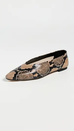 AeydĒ Betty Snake-print Leather Flats - Hazelnut