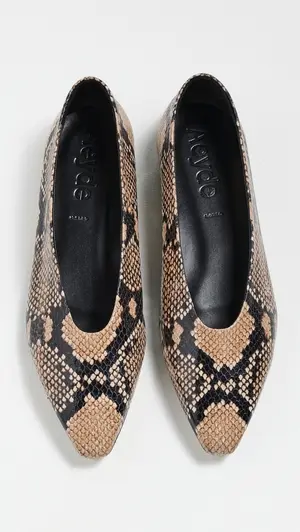 AeydĒ Betty Snake-print Leather Flats - Hazelnut