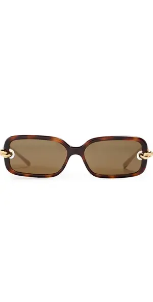 Bottega Veneta Knot Rectangular Sunglasses - Havana-gold-brown