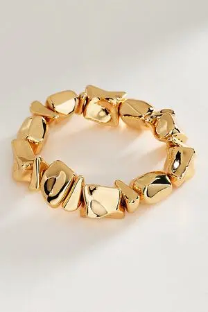 Anthropologie Molten Bead Stretch Bracelet - Gold