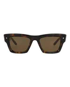 Valentino Garavani Acetate Square Frame Sunglasses - Tortoise Tortoise Brown (vls/106b/53)