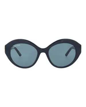Balenciaga Round-frame Acetate Sunglasses - Blue Silver Blue (bb0133s/30009999/004)