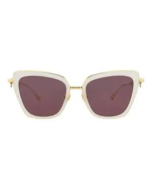 Valentino Garavani Cat Eye Sunglasses - Ivory Gold Bordeaux (vls/165c/53)