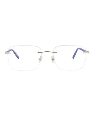 Montblanc Square Metal Optical Frames Silver Blue Transparent (mb0222o/30012161/009)