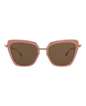 Valentino Garavani Cat Eye Sunglasses - Pink Gold Brown (vls/165d/53)