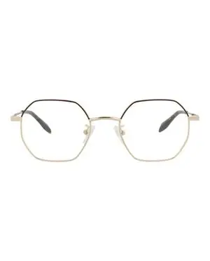 Alexander McQueen Round-frame Metal Optical Frames - Gold Gold Transparent (am0338o/30011490/005)