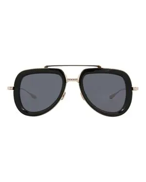Valentino Garavani Aviator-frame Acetate And Metal Sunglasses - Black Gold Grey (vls/129a/50)