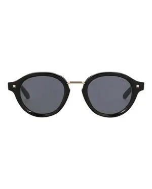 Valentino Garavani Round-frame Acetate Sunglasses - Black Black Grey (vls/132a/46)