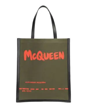 Alexander McQueen Graffiti Logo Tote - Military Green