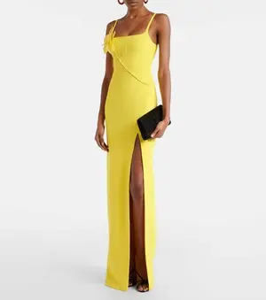 David Koma Floral-appliqué Gown - Yellow