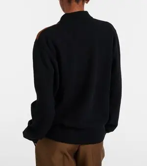 RÓHE Argyle Wool Polo Sweater - Black