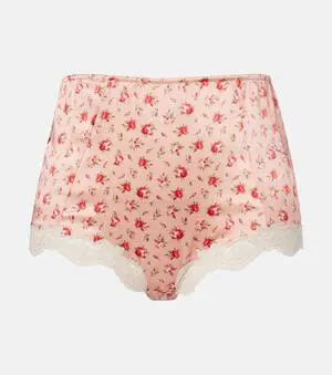 Dolce & Gabbana Floral Silk And Cotton-blend Briefs - Pink