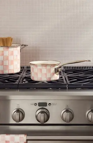 MACKENZIE-CHILDS Check Enameled Steel 2.5-quart Saucepan