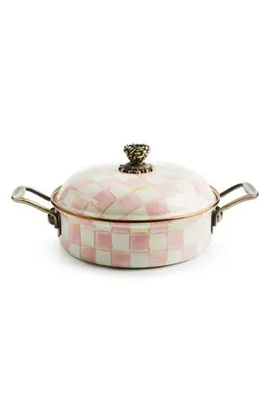 MACKENZIE-CHILDS Check Enameled Steel 3-quart Casserole Pan - Rosy