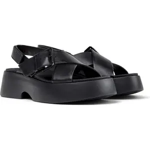 Camper Tasha X-strap Platform Sandal - Black
