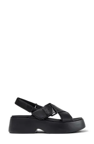 Camper Tasha X-strap Platform Sandal - Black