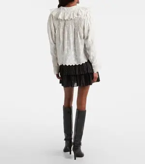 MARANT ETOILE Polka-dot Embroidered Cotton Miniskirt