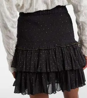 MARANT ETOILE Polka-dot Embroidered Cotton Miniskirt