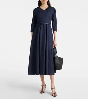 Max Mara Vela Embellished Denim Midi Dress - Blue