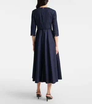Max Mara Vela Embellished Denim Midi Dress - Blue