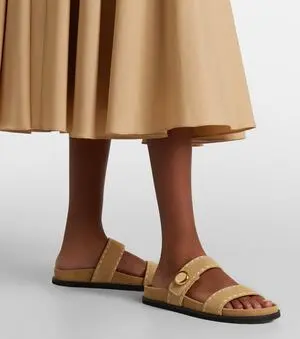Tory Burch Romy Sport Suede Slides - Beige