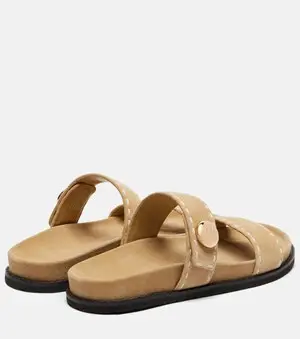 Tory Burch Romy Sport Suede Slides - Beige