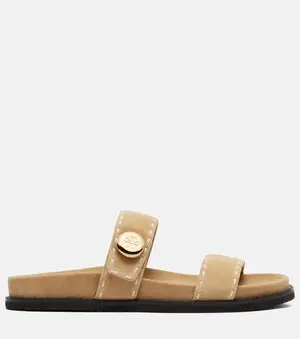 Tory Burch Romy Sport Suede Slides - Beige