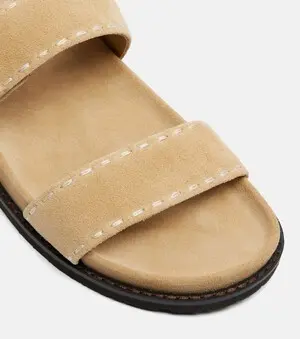 Tory Burch Romy Sport Suede Slides - Beige