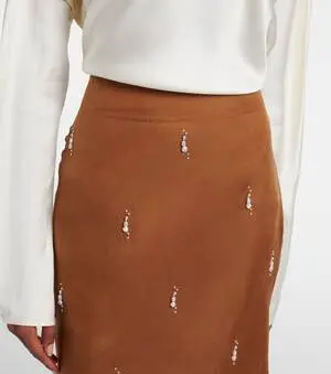 RÓHE Embellished Silk Organza Midi Skirt
