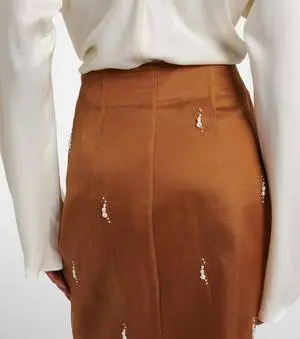 RÓHE Embellished Silk Organza Midi Skirt