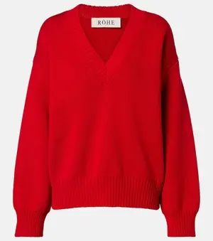 RÓHE Cotton V-neck Sweater - Red