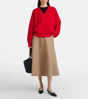 RÓHE Cotton V-neck Sweater - Red