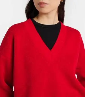 RÓHE Cotton V-neck Sweater - Red