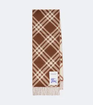 Burberry Check Cashmere Scarf Brown
