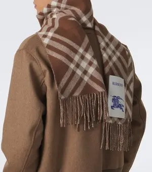 Burberry Check Cashmere Scarf - Brown