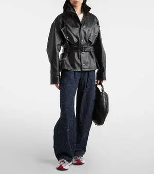 CHRISTIAN LOUBOUTIN So Flo Leather-trimmed Sneakers - Silver
