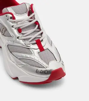 CHRISTIAN LOUBOUTIN So Flo Leather-trimmed Sneakers - Silver