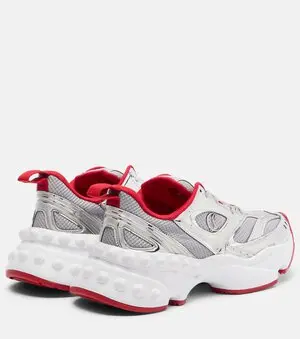 CHRISTIAN LOUBOUTIN So Flo Leather-trimmed Sneakers - Silver
