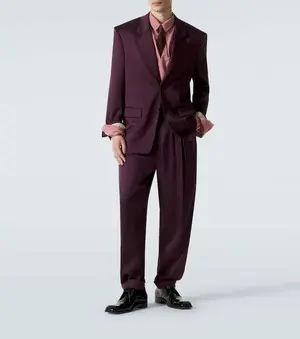 Saint Laurent Silk Satin Suit Jacket - Purple