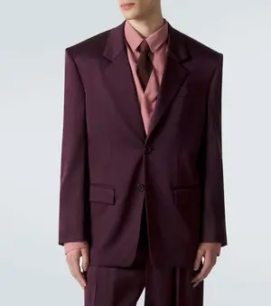 Saint Laurent Silk Satin Suit Jacket - Purple