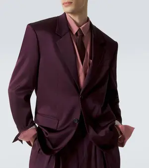 Saint Laurent Silk Satin Suit Jacket - Purple
