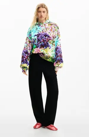 Desigual Printed Oversized Cotton Hoodie