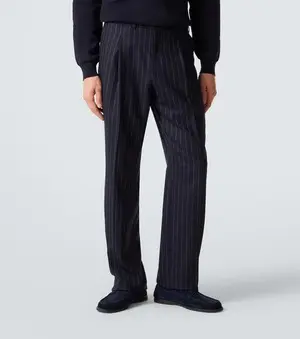 SAMAN AMEL Striped Wool Suit Pants