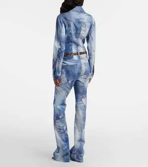 Roberto Cavalli Printed Trompe L’oeil Denim Jumpsuit