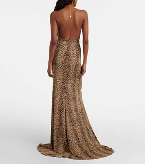 Roberto Cavalli Embellished Open-back Gown