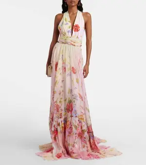 Roberto Cavalli Floral Silk Gown
