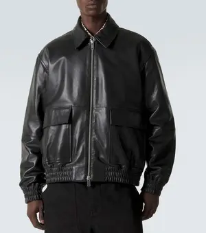 Studio Nicholson Piston Leather Blouson Jacket - Black